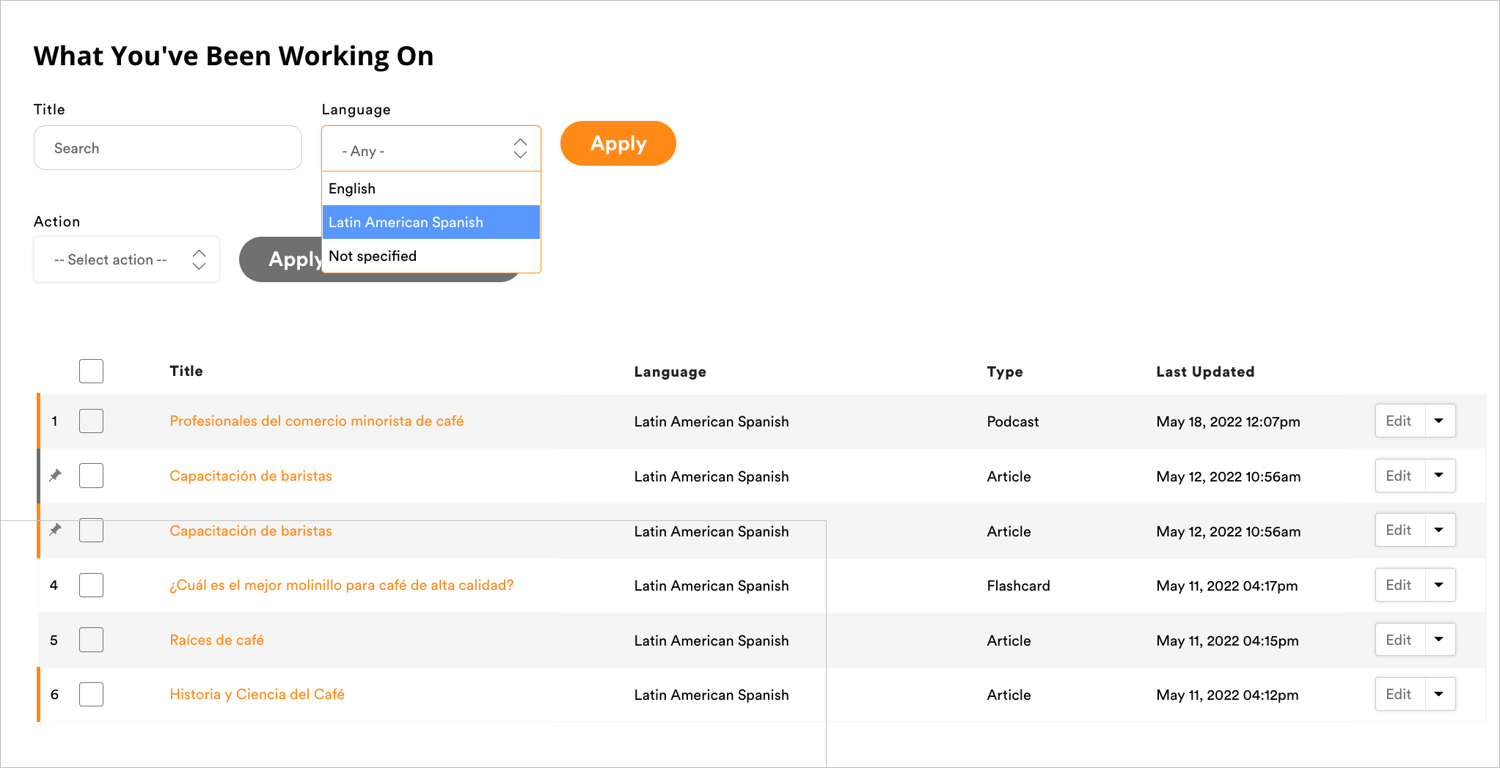 Manage Translated Content