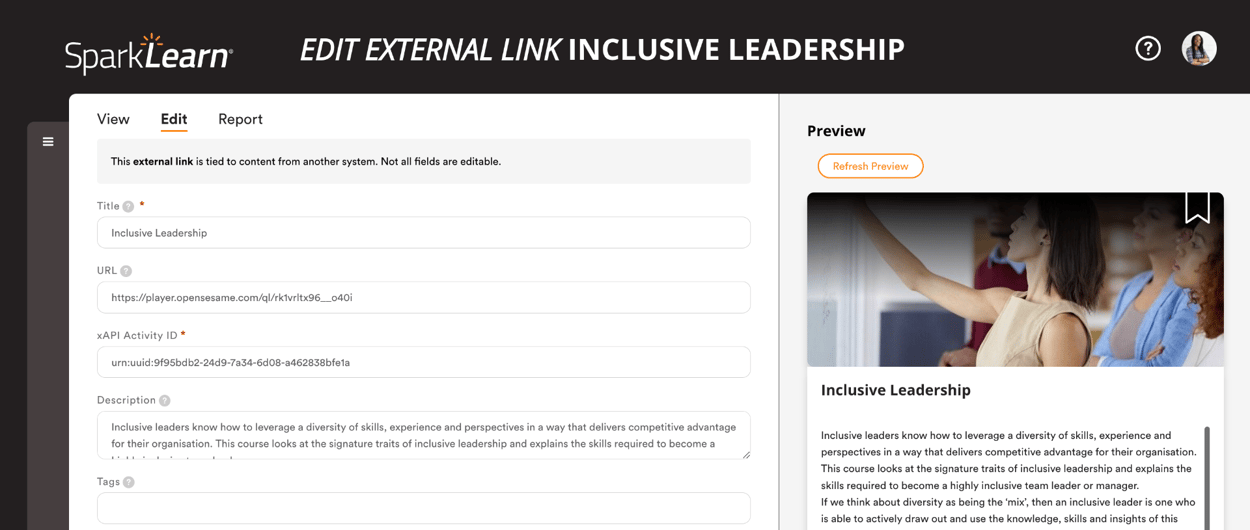 Add OpenSesame Content to SparkLearn