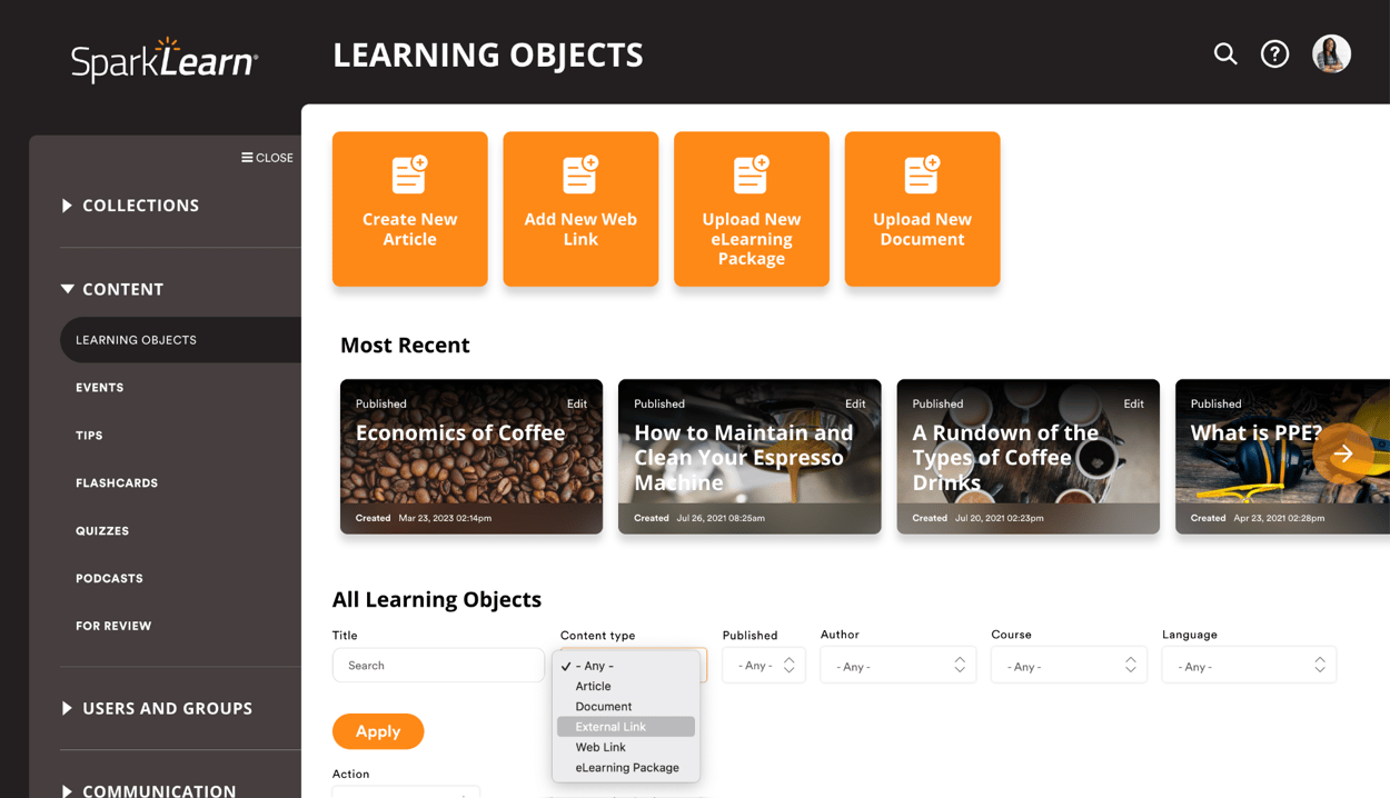 Add OpenSesame Content to SparkLearn