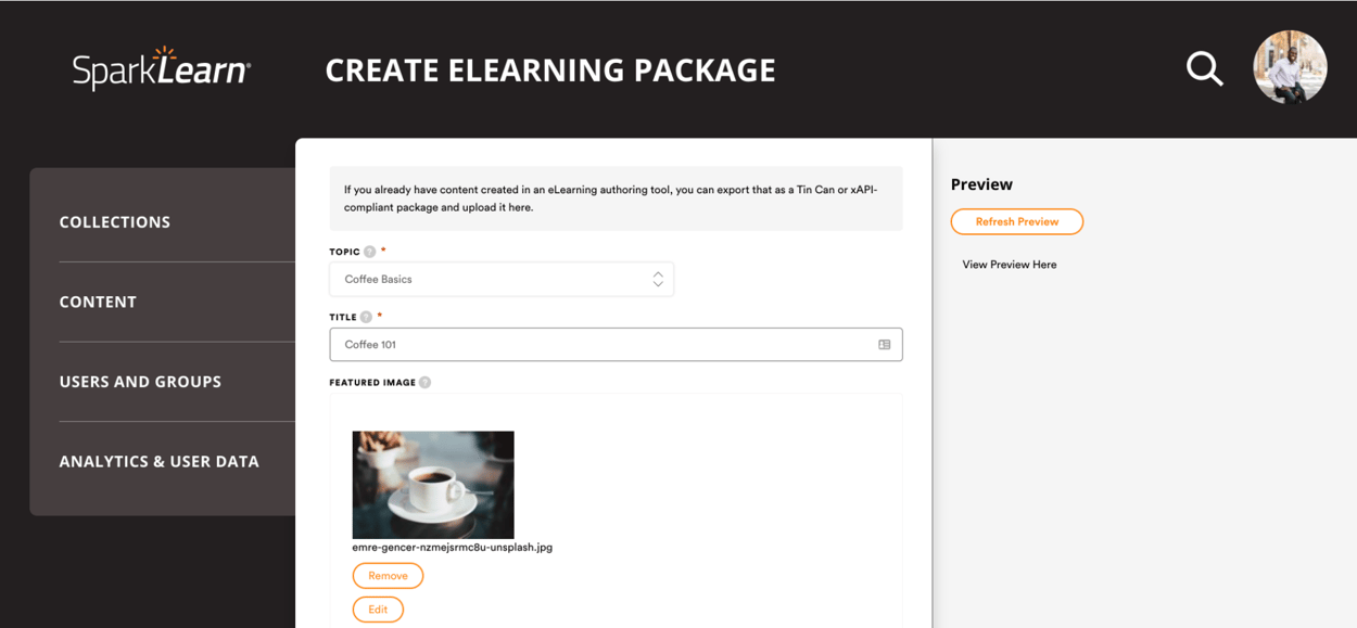Upload a New eLearning Package